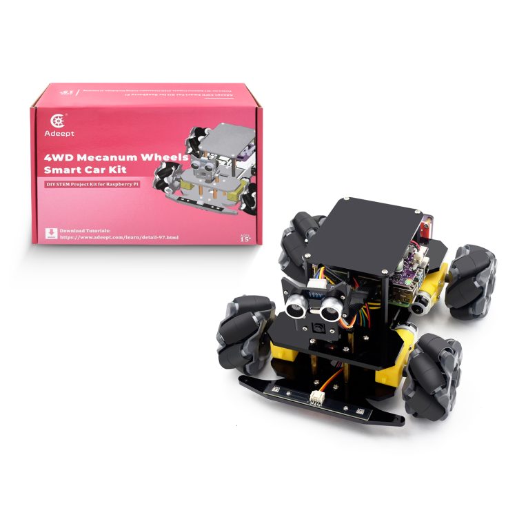 Adeept 4WD Mecanum Wheel Smart Car Kit for Raspberry Pi 5/4B/3B/3B ...