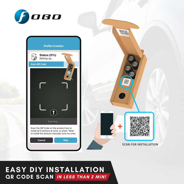 FOBO TIRE LITE Wireless Tire Pressure Monitoring System for Cars with ...