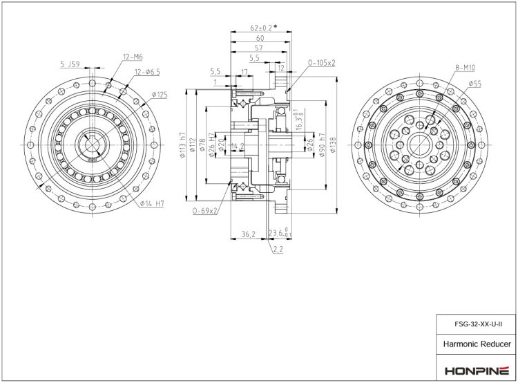 FSG-II-32 Harmonic Drive Strain Wave Gear Boxes – Oz Robotics