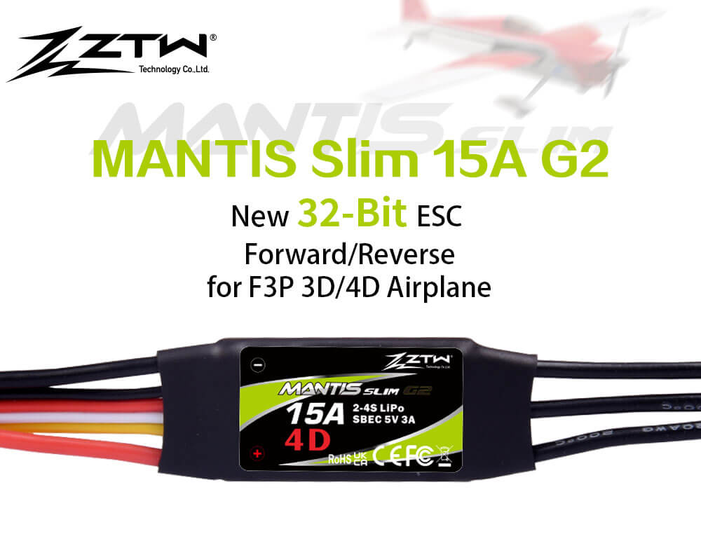 ZTW RC Airplane Fixed-Wing Indoor F3P 3D 4D Flying Mantis Slim G2 15A ...